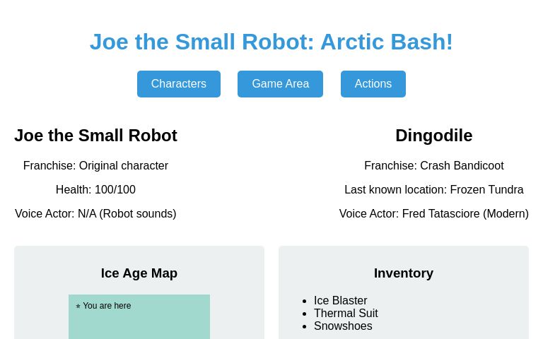 Joe the Small Robot: Arctic Bash! ― Perchance Generator