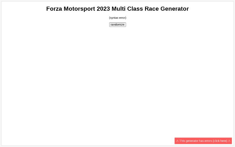 Forza Motorsport 2023 Multi Class Race Generator