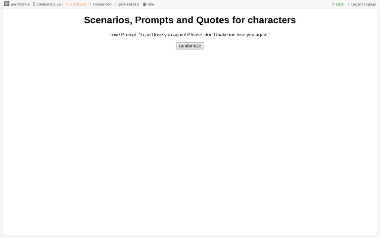 Scenarios, Prompts and Quotes for characters ― Perchance Generator