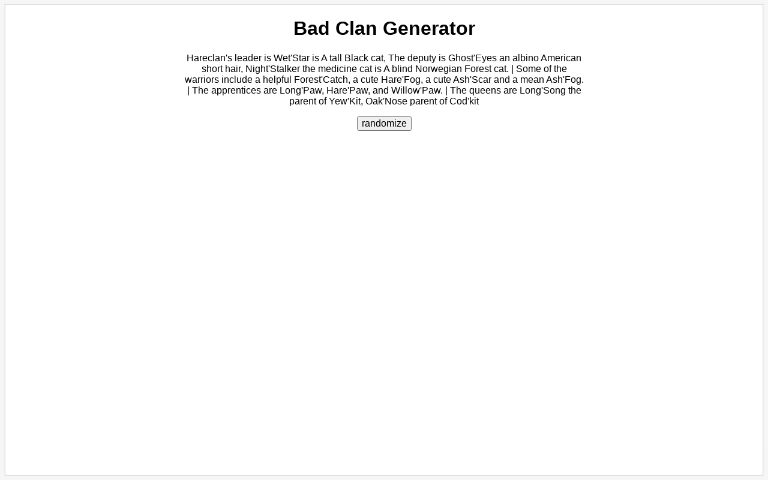 Bad Clan Generator