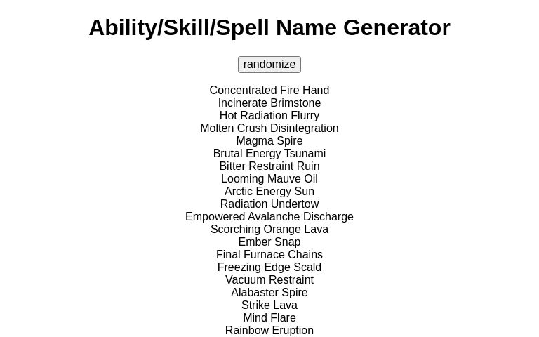 Ability/Skill/Spell Name Generator