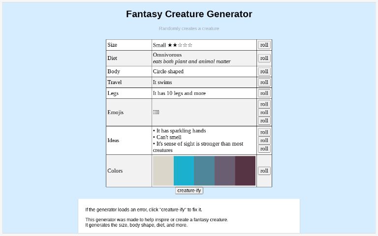 Fantasy Creature Generator