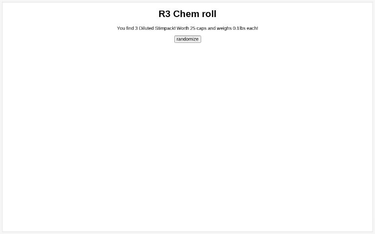R3 Chem roll ― Perchance Generator