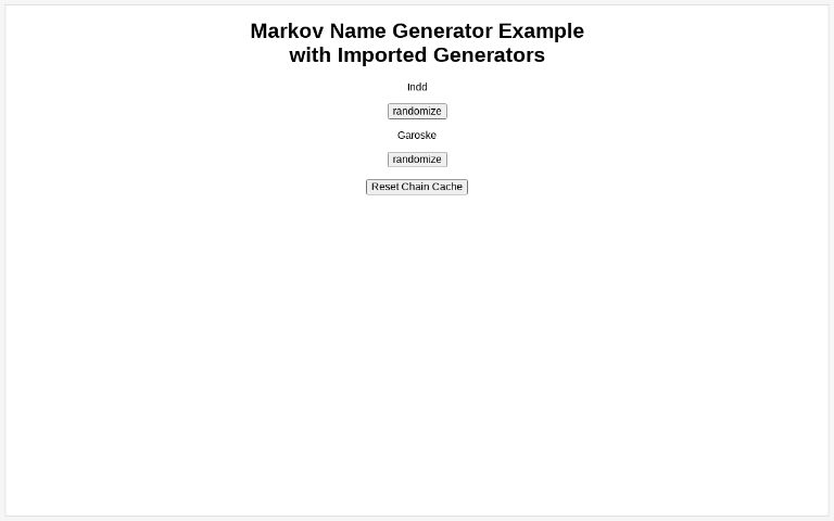 Markov Name Generator Examplewith Imported Generators