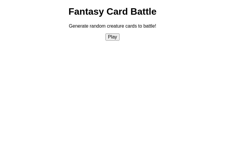 Fantasy Card Battle ― Perchance Generator