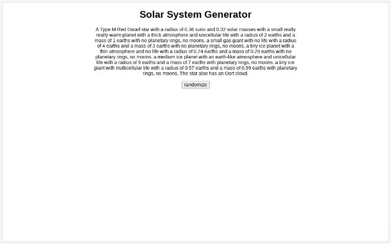 Solar System Generator