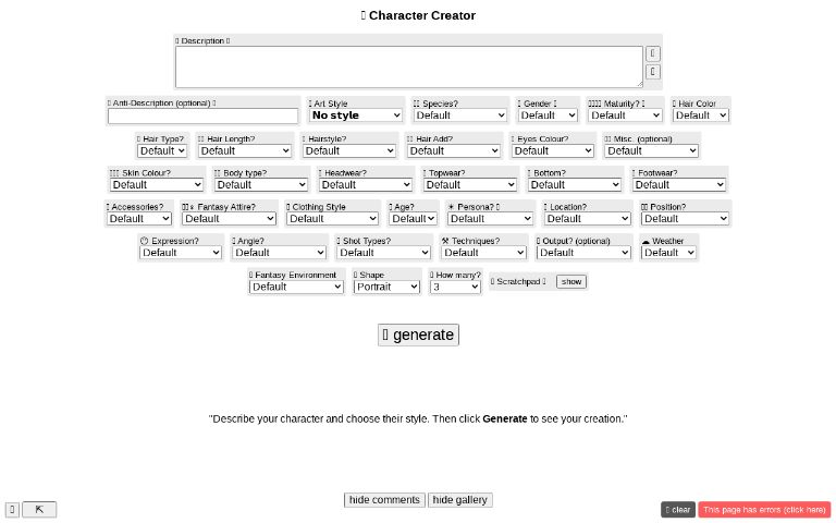 🛠️ Character Creator ― Perchance Generator