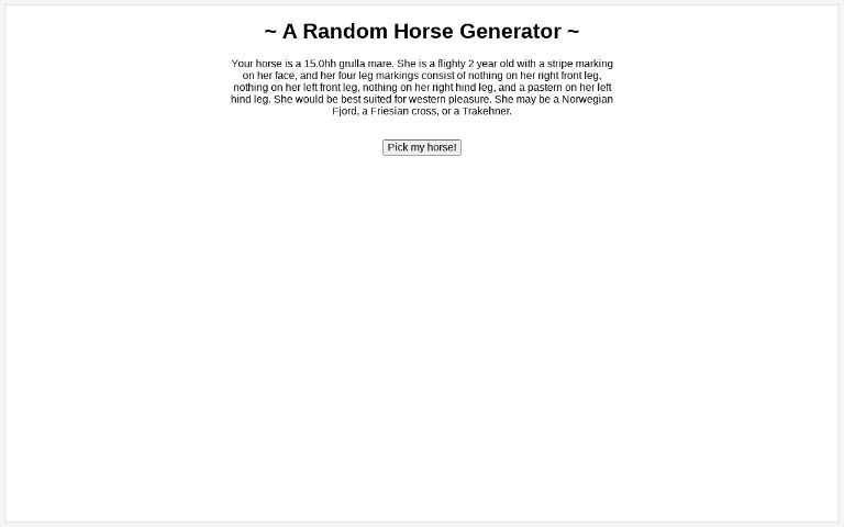 A Random Horse Generator