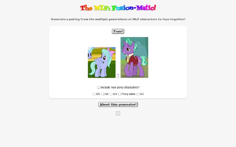 The MLP: Fusion-Matic! ― Perchance Generator