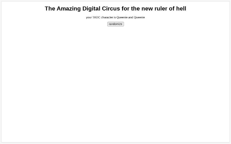 The Amazing Digital Circus for the new ruler of hell ― Perchance Generator