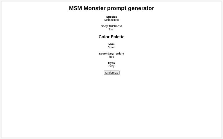 MSM Monster prompt generator