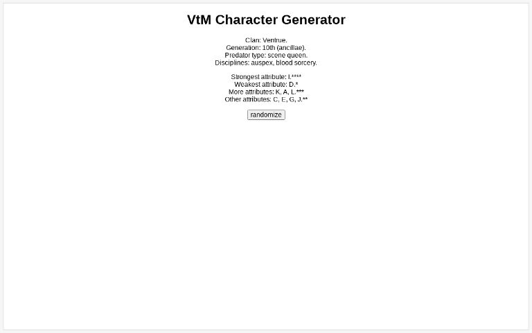 VtM Character Generator