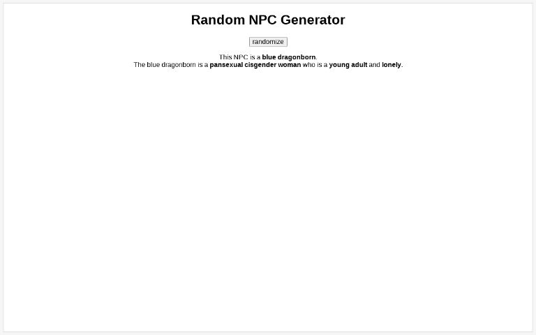 Random NPC Generator