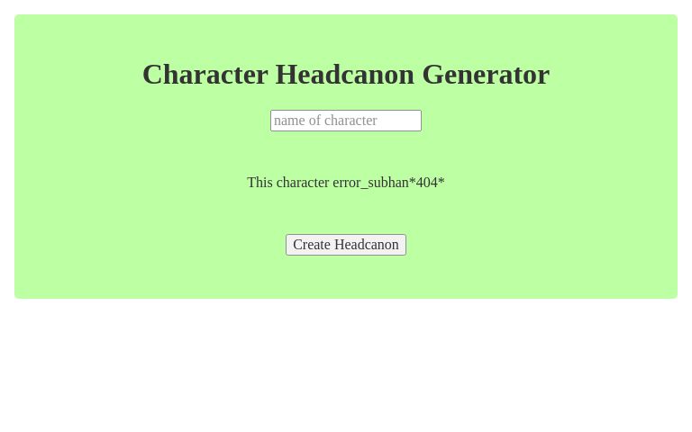 Character Headcanon Generator