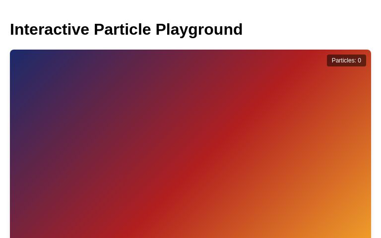 Interactive Particle Playground ― Perchance Generator