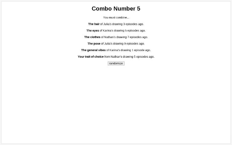 Combo Number 5 ― Perchance Generator