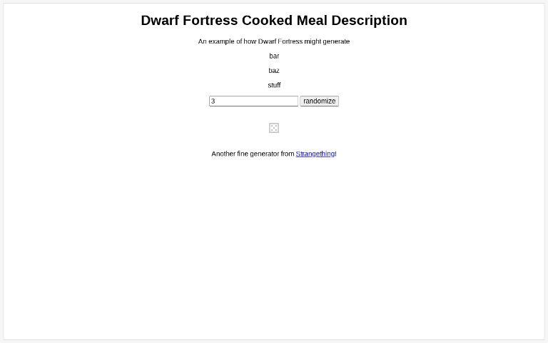 Dwarf Fortress Cooked Meal Description ― Perchance Generator
