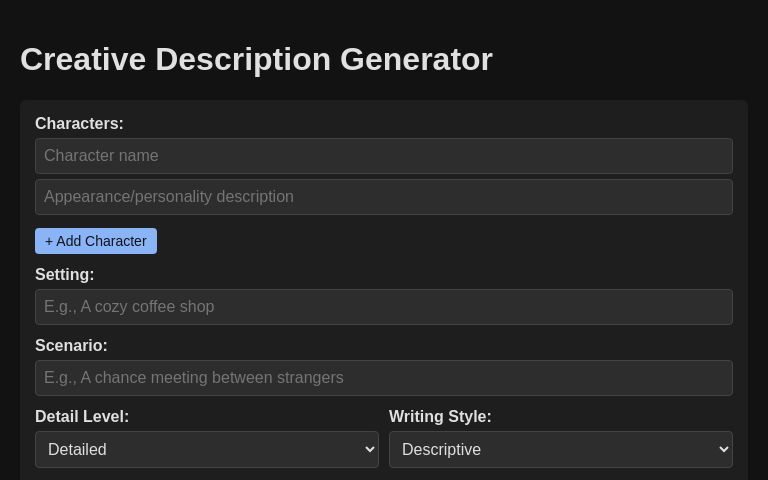 Creative Description Generator