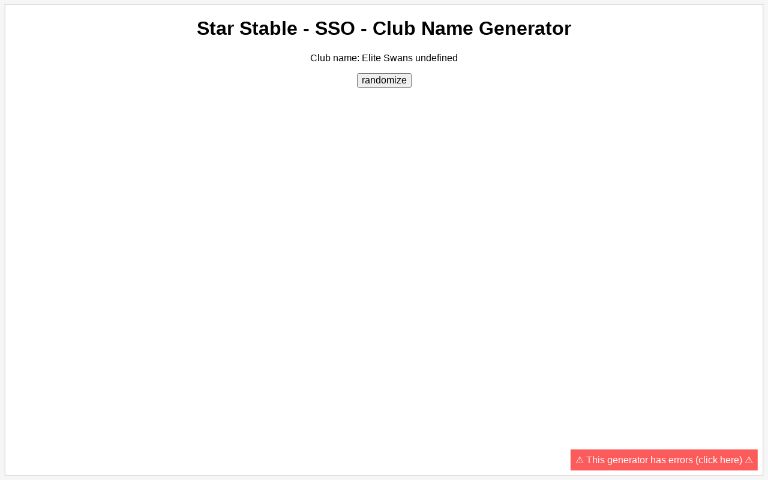 Star Stable - SSO - Club Name Generator