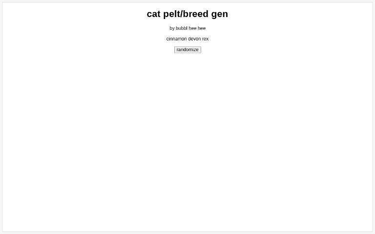 cat pelt/breed gen ― Perchance Generator