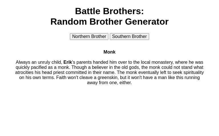 Battle Brothers: Random Brother Generator