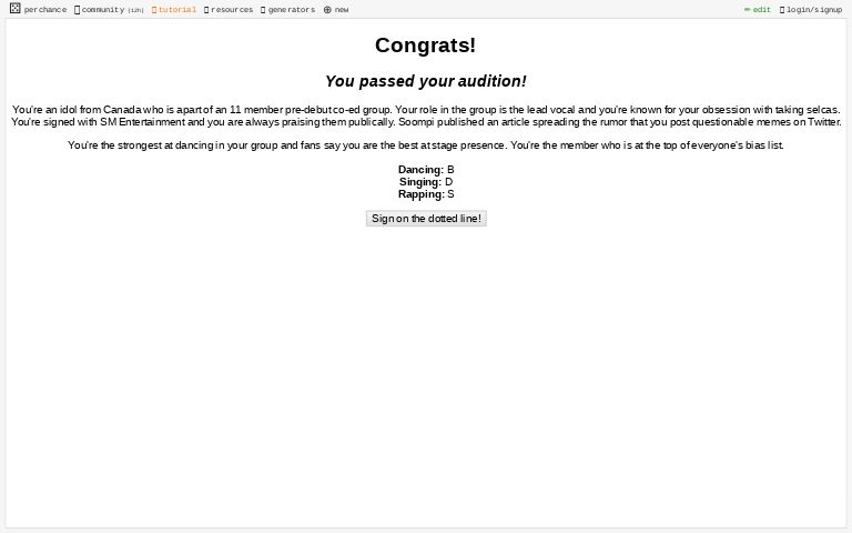 Congrats! ― Perchance Generator