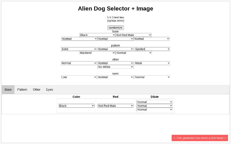 Alien Dog Selector + Image ― Perchance Generator