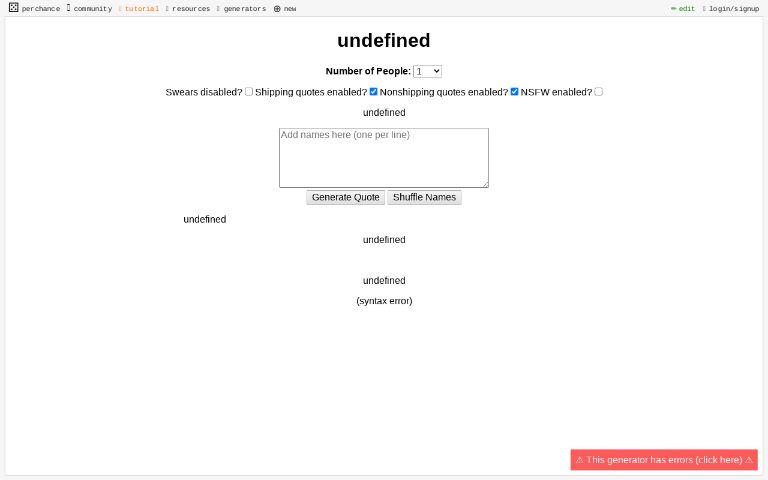 undefined ― Perchance Generator
