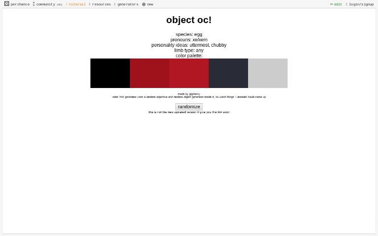 object oc! ― Perchance Generator