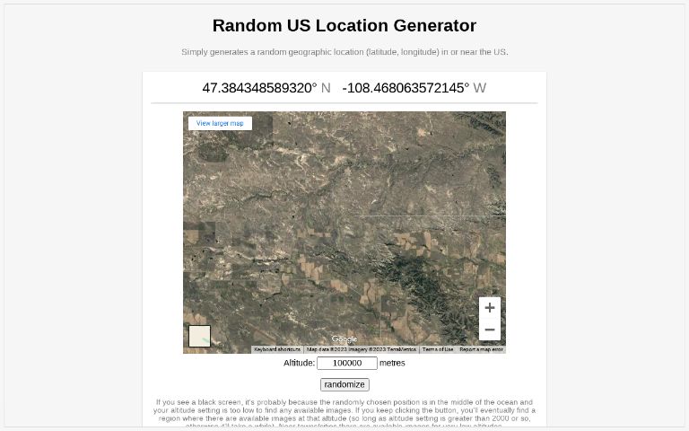 Random US Location Generator (Geographic Coordinates)