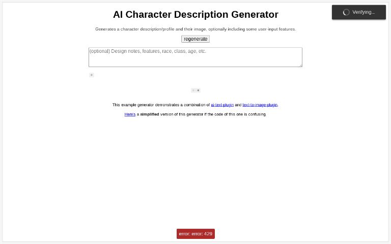 AI Character Description Generator