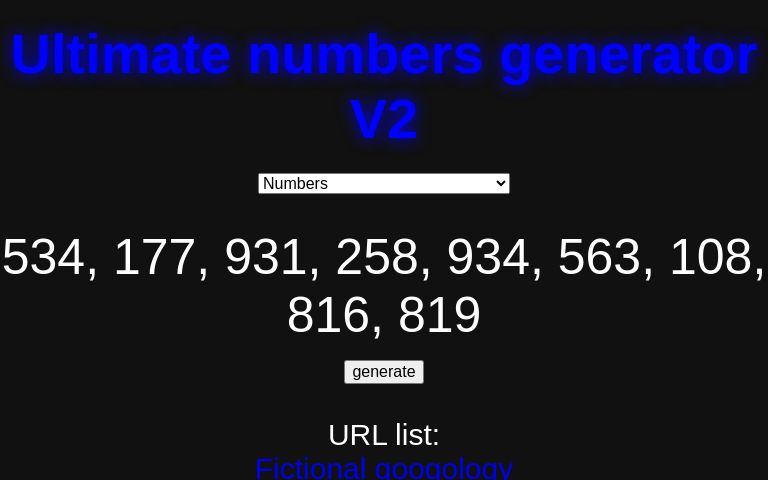 Ultimate numbers generator V2