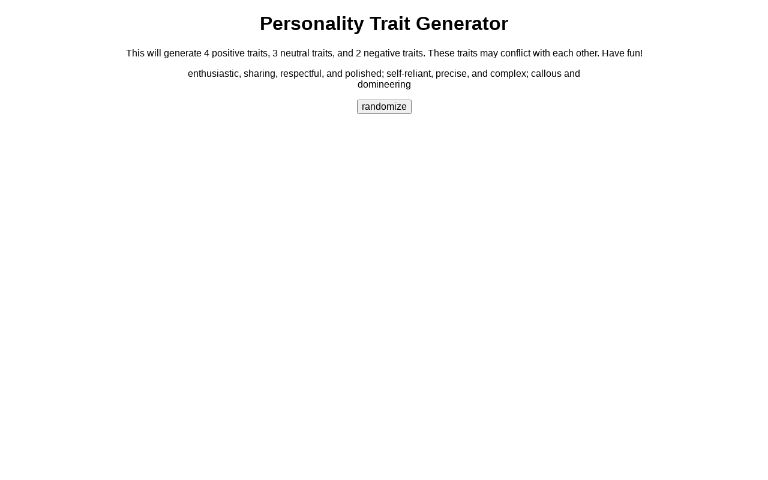 Personality Trait Generator
