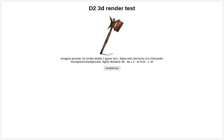 D2 3d render test ― Perchance Generator