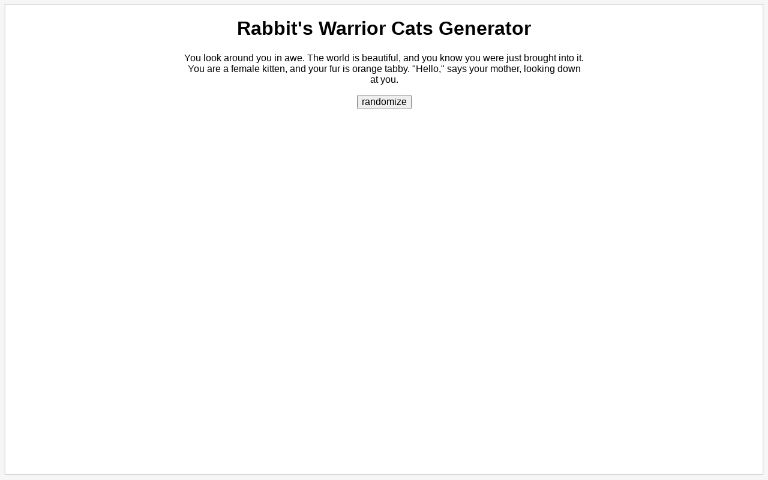 Rabbit's Warrior Cats Generator