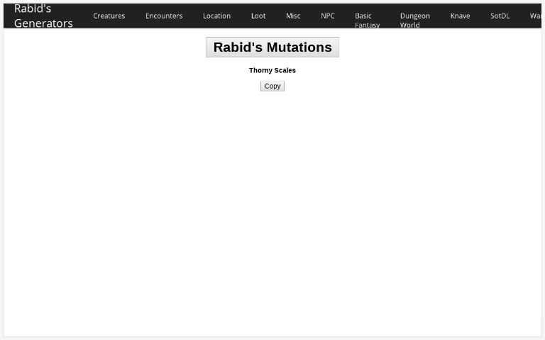 Rabid's Mutations ― Perchance Generator