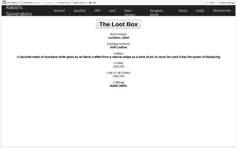 The Loot Box ― Perchance Generator