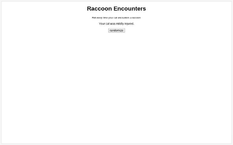 Raccoon Encounters ― Perchance Generator