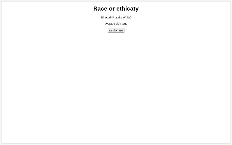 Race or ethicaty ― Perchance Generator