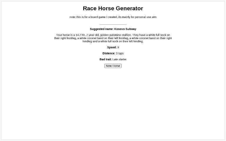 Race Horse Generator ― Perchance