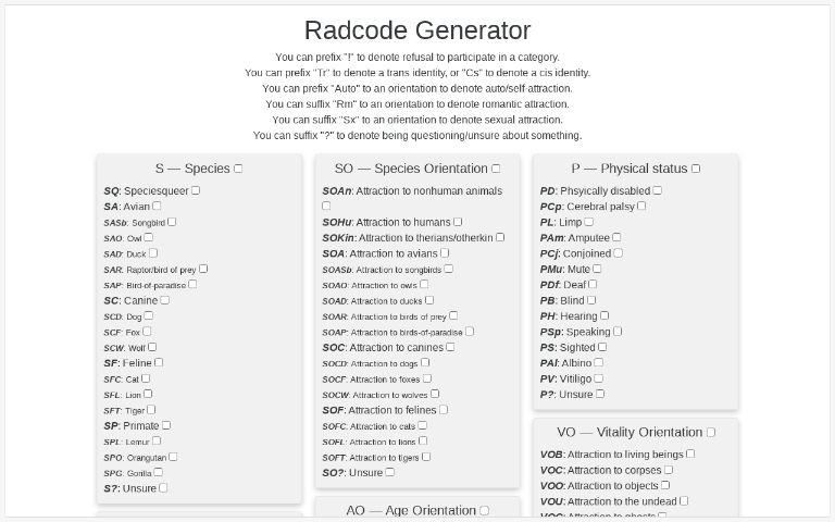 Radcode Generator