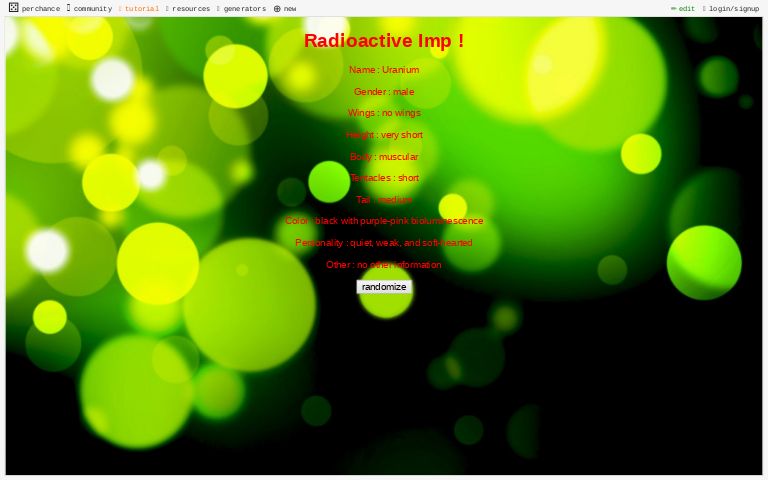 Radioactive Imp ! ― Perchance Generator