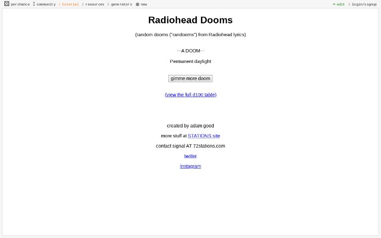 Radiohead Dooms ― Perchance Generator