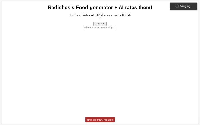 Radishes's Food generator + AI rates them!