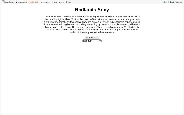 Radlands Army ― Perchance Generator