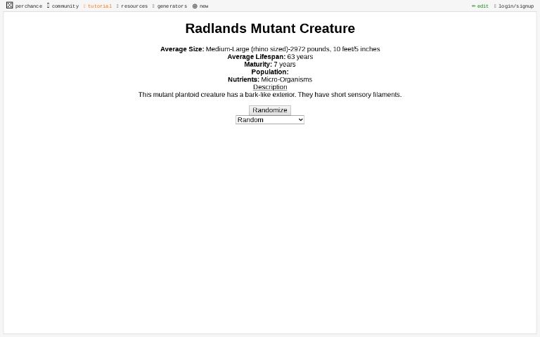 Radlands Mutant Creature ― Perchance Generator