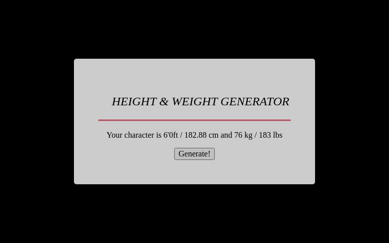 Height & Weight Generator