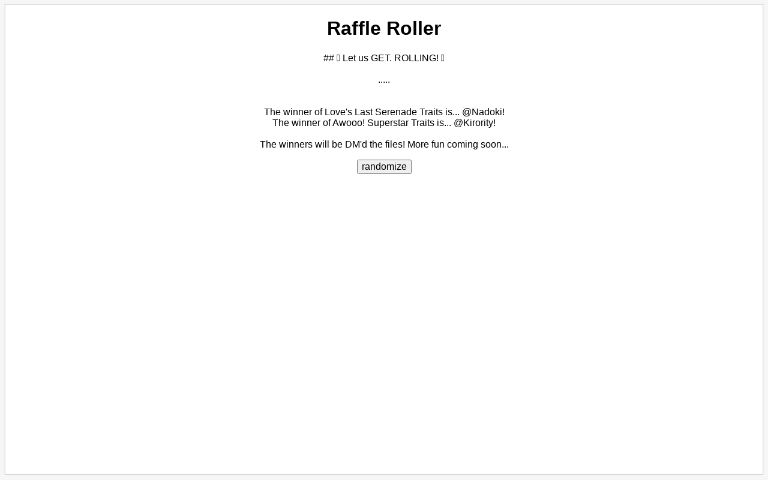 Raffle Roller ― Perchance Generator