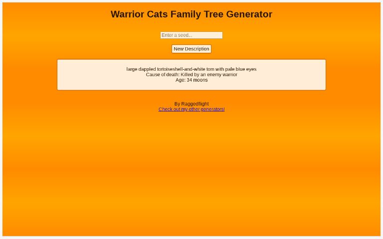 Warrior Cats Family Tree Generator