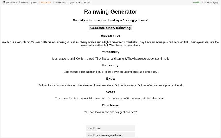 Rainwing Generator
